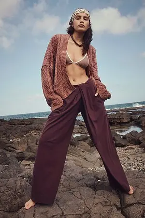 Free People Free-est Sarong-Inspired Wide-Leg Pants Fudge