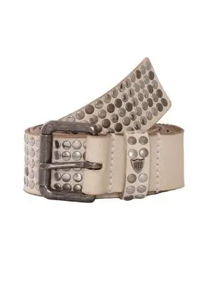 HTC LOS ANGELES Studded Calfskin Leather Belt - White