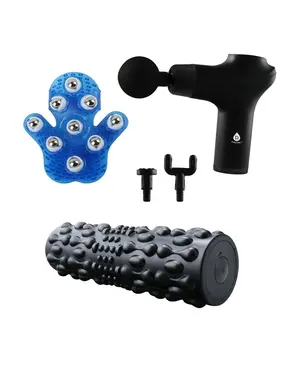 PURSONIC Deep Relief Wellness Bundle Â Shiatsu Heating Neck & Back Massager + 3-speed Massage Gun - Black