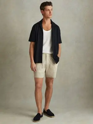 REISS Newmark Textured Drawstring Shorts
