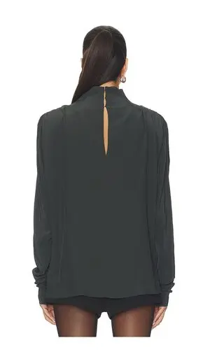 EAVES Saeunn Drape Neck Blouse - Grey