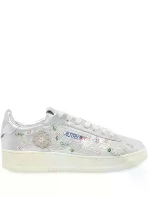 AUTRY Dallas Low Floral-embroidered Trainers - Silver