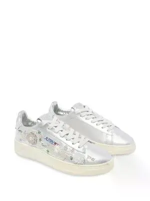AUTRY Dallas Low Floral-embroidered Trainers - Silver
