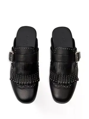 SCAROSSO Gaia Fringed Studded Mules