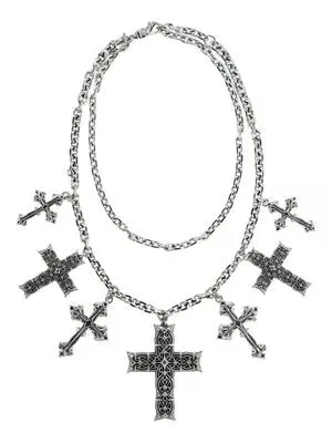 Emanuele Bicocchi Notre-dame Crosses Chain Necklace - Silver