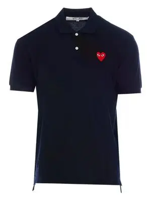 Play Comme Des Garcon Heart-patch Polo Shirt - Blue