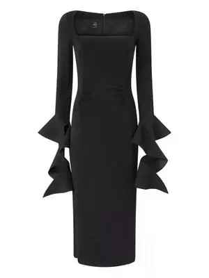 Pinko Formina Square-neck Midi Dress - Black