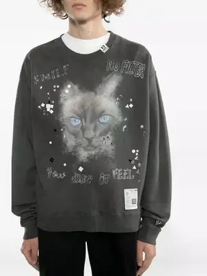 Mihara Yasuhiro Cat-print Sweatshirt - Grey