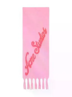 Acne Studios Logo Fringed Scarf - Pink