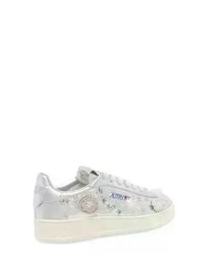 AUTRY Dallas Low Floral-embroidered Trainers - Silver