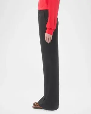 Valentino Garavani Wide Leg Flared Flat-Front Trousers Black
