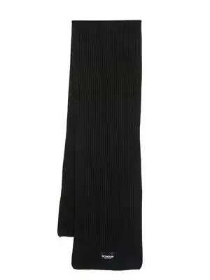 DONDUP Logo-patch Ribbed-knit Scarf - Black