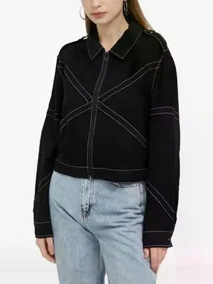 Dkny Contrast-stitch Cropped Jacket