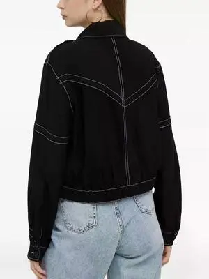 Dkny Contrast-stitch Cropped Jacket