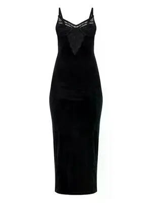 SELF-PORTRAIT Lace Velvet Midi Dress - Black