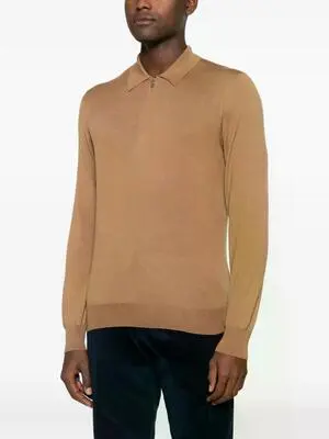 GRAN SASSO Half-zip Polo Sweater - Brown