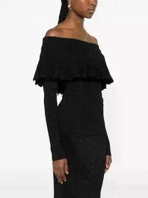 TWINSET Ruffled Off-shoulder Lurex Sweater