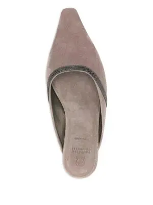 Brunello Cucinelli Monili-chain Suede Mules