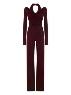 Andamane Yvonne Draped Halterneck Jumpsuit - Red