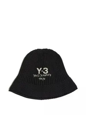 Y3 Knit Embroidered Bucket Hat - Black