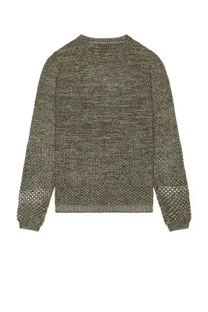 ISA BOULDER Solid Crochet Crewneck Sweater