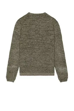 ISA BOULDER Solid Crochet Crewneck Sweater