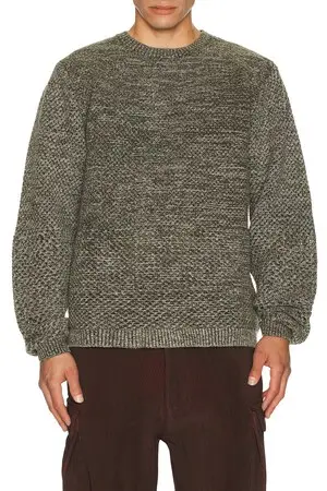 ISA BOULDER Solid Crochet Crewneck Sweater