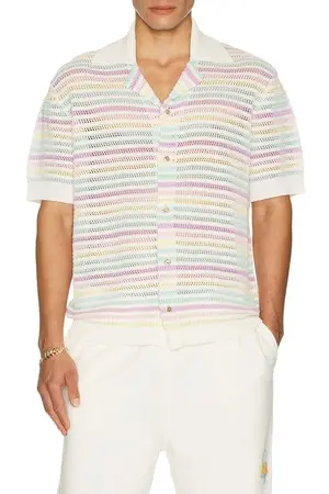 Casablanca Crochet Polo In White