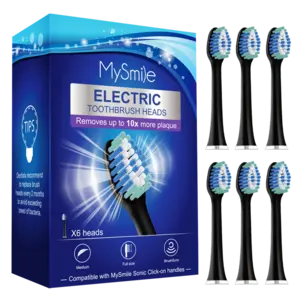 MYSMILE Elite Sonic Toothbrush Replacement Heads - Black