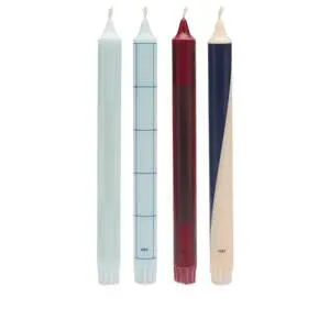 HAY Pattern Candle Set Of 4 - Blues/bordeaux