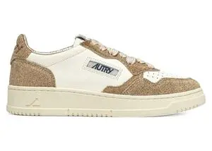 AUTRY Medalist Leather Low Glitter Sneakers - Marshmallow/sand