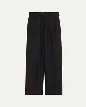 TOM FORD Pleated Wool-blend Trousers - Black