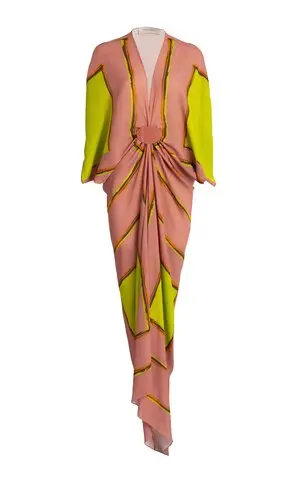 Silvia Tcherassi Fiore Gathered Crepe Maxi Dress