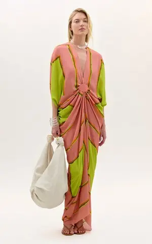 Silvia Tcherassi Fiore Gathered Crepe Maxi Dress