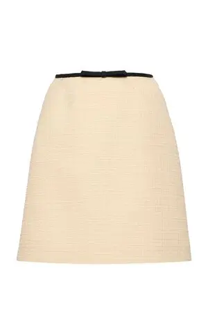 Valentino Garavani Bow-detailed Wool-blend Tweed Mini Skirt - Black