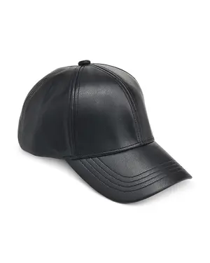 Aqua Sol & Selene Vegan Leather Baseball Cap - Black
