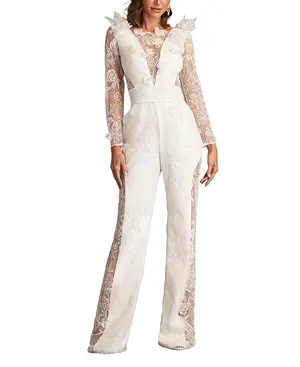 Tadashi Shoji 3d Floral Embroidered Jumpsuit - Ivory