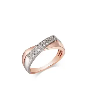 Bloomingdale'S Champagne Diamond Crossover Ring In 14k White & Rose Gold - White/rose