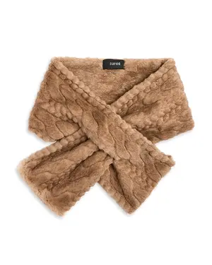 Cara Cara Surell Faux Fur Textured Pull Through Scarf - Light Brown