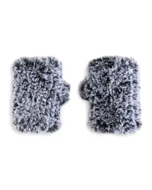 Surell Faux Fur Fingerless Mittens - Black Frost