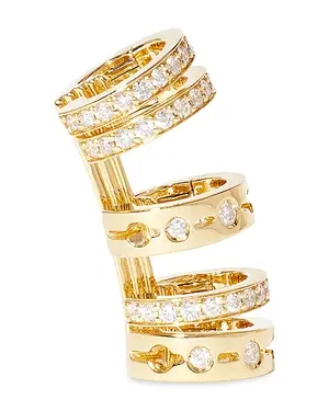 DINH VAN 18k Yellow Pulse Diamond Multi Ring Single Ear Cuff - Gold