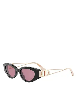 Dior 30montaigne Oval Sunglasses - Black/solid Coral