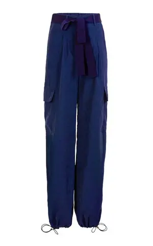 Silvia Tcherassi Darnell Crepe Cargo Pants - Navy