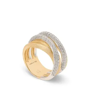 Marco Bicego 18k White & Yellow Gold Jaipur Gold Alta Diamond Five Row Crossover Ring - White/gold