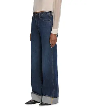 FRAME The Cuffed Wide Leg Jeans - Spencer