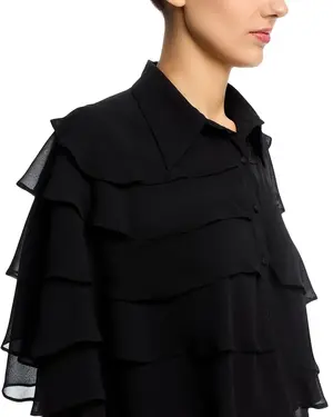 AREA STARS Tiered Ruffle Blouse - Black