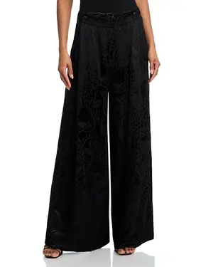Farm Rio Leopard Jacquard Wide-leg Trousers
