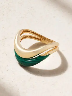 L’ATELIER NAWBAR Boa 18-karat Malachite Ring Set - Gold