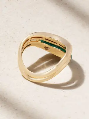 L’ATELIER NAWBAR Boa 18-karat Malachite Ring Set