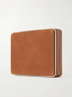 HUNTING SEASON Square Compact Leather-trimmed Suede Clutch